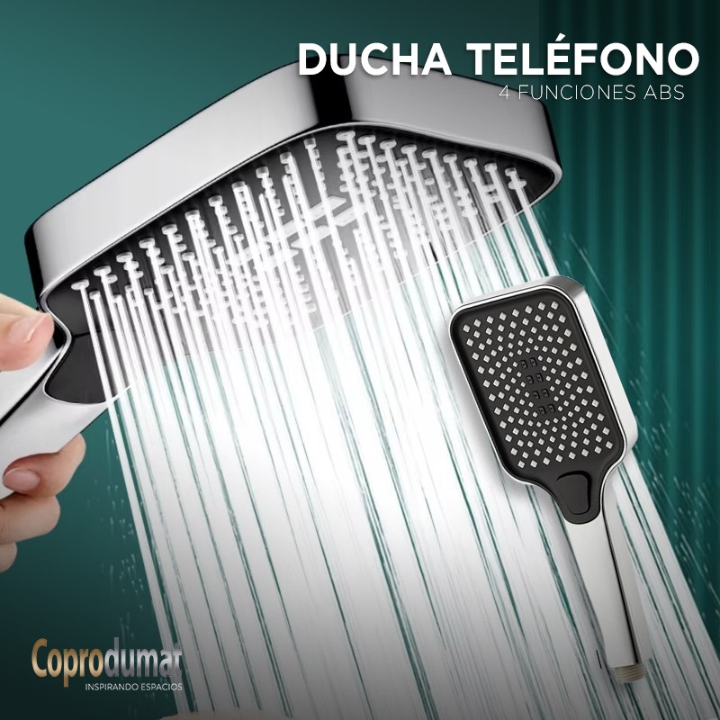 DUCHA TELEFONO ABS CUADRADA 4 FUNCIONES